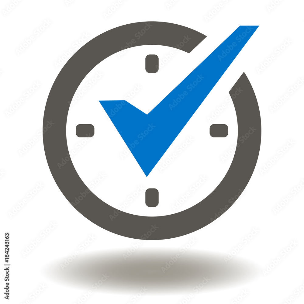 เวกเตอร์ Stock Check Mark on Clock Icon Vector. Real Best Time ...