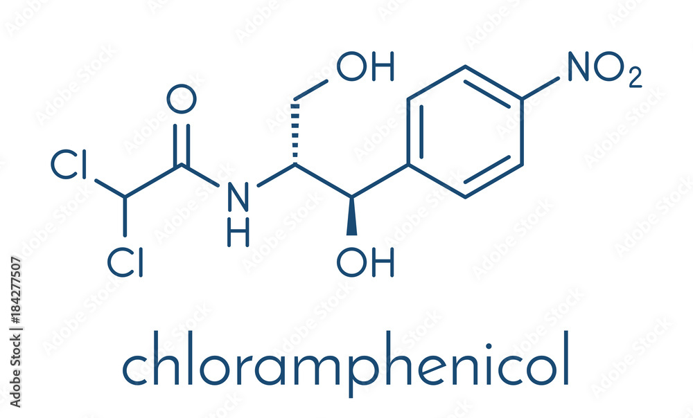 Chloramphenicol antibiotic drug molecule. Skeletal formula. Stock ...