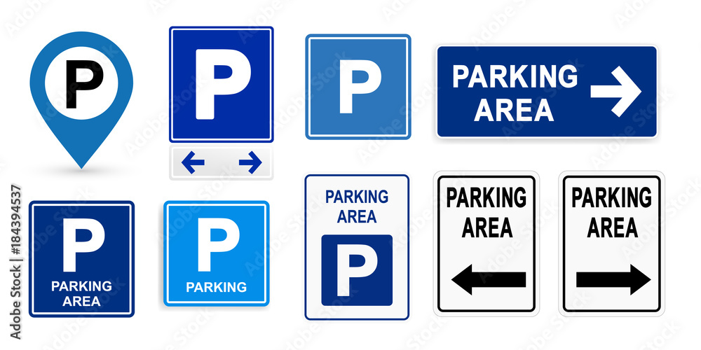Set of road Sign Parking Area. Street. Vector illustration Isolated on ...