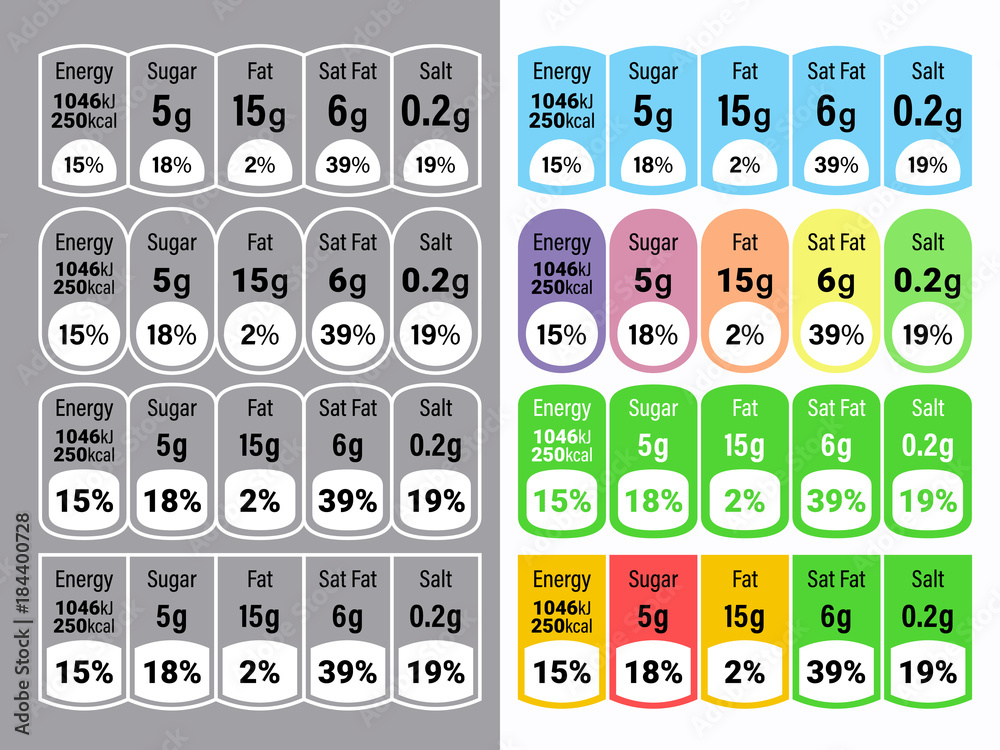 Nutrition Facts information label for cereal box package. Vector daily ...