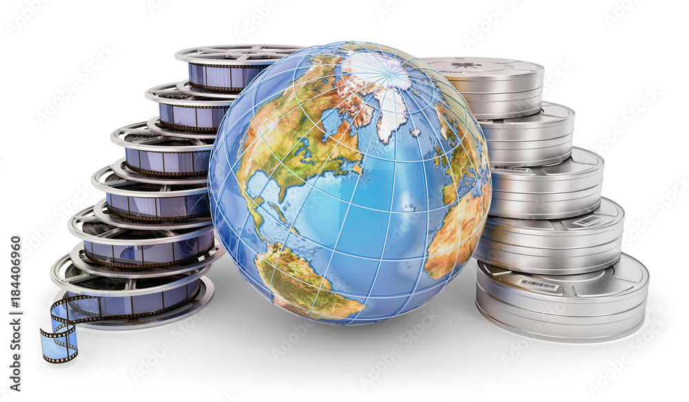 Video and multimedia collection, world movie database concept, vintage ...