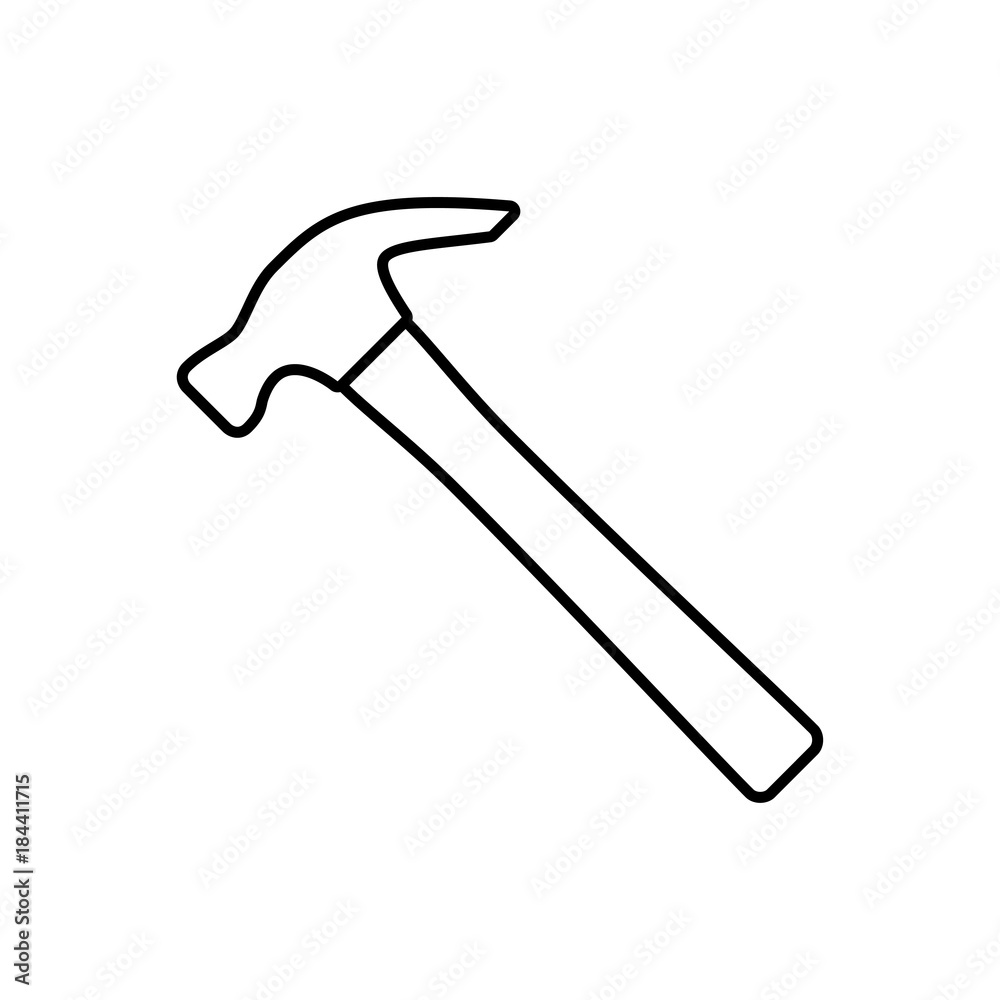 Vector de Stock Icono plano linea martillo negro en fondo blanco ...
