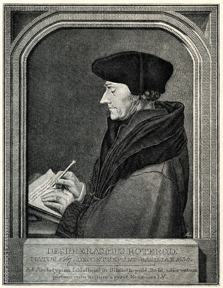 Portrait of Erasmus of Rotterdam, Dutch Renaissance humanist, Hans ...