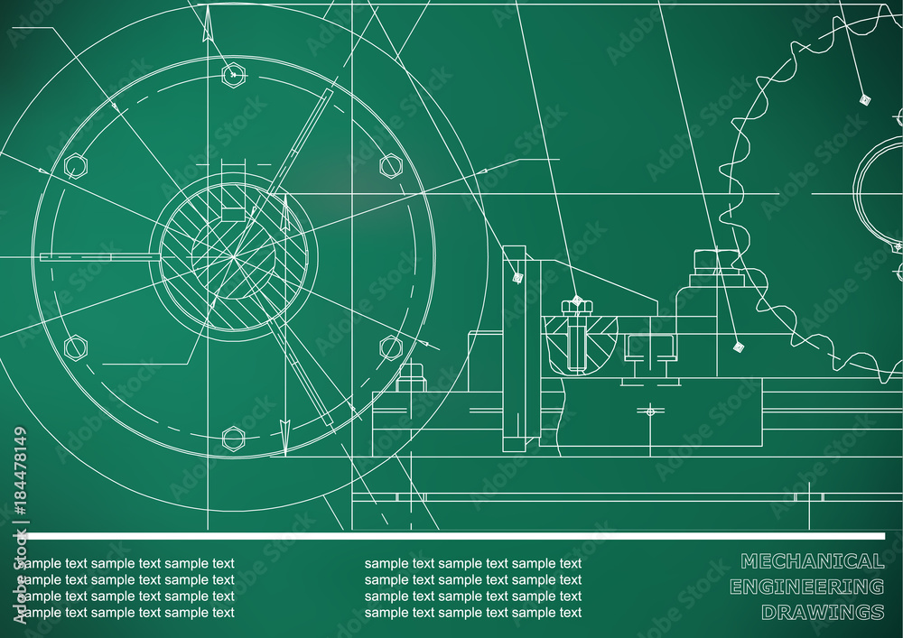 Vector drawing. Mechanical drawings. Engineering background. Light ...