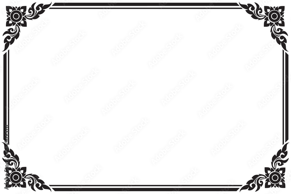 Frame and borders black and white. Thai pattern , Vector illustration ...