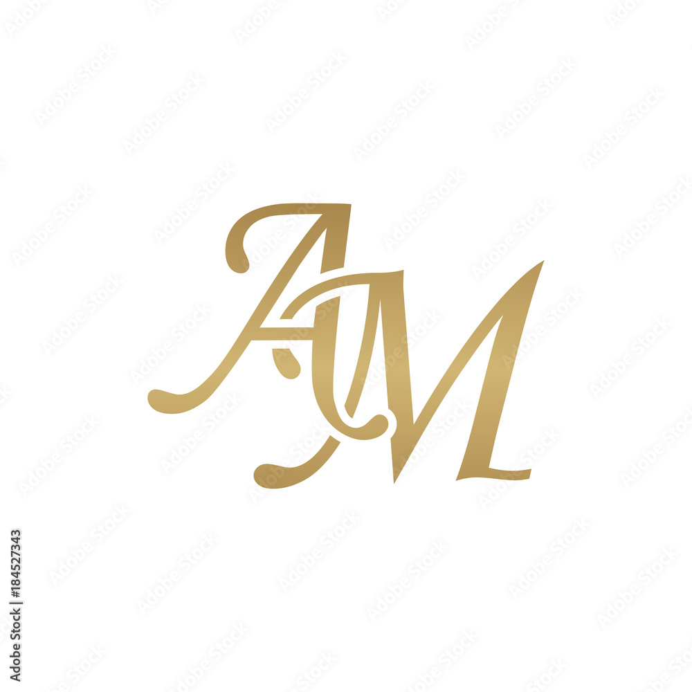 Initial letter AM, overlapping elegant monogram logo, luxury golden ...