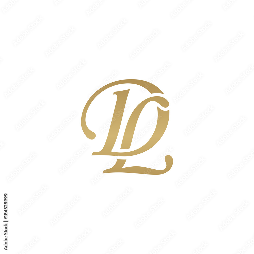 Initial letter DL, overlapping elegant monogram logo, luxury golden ...