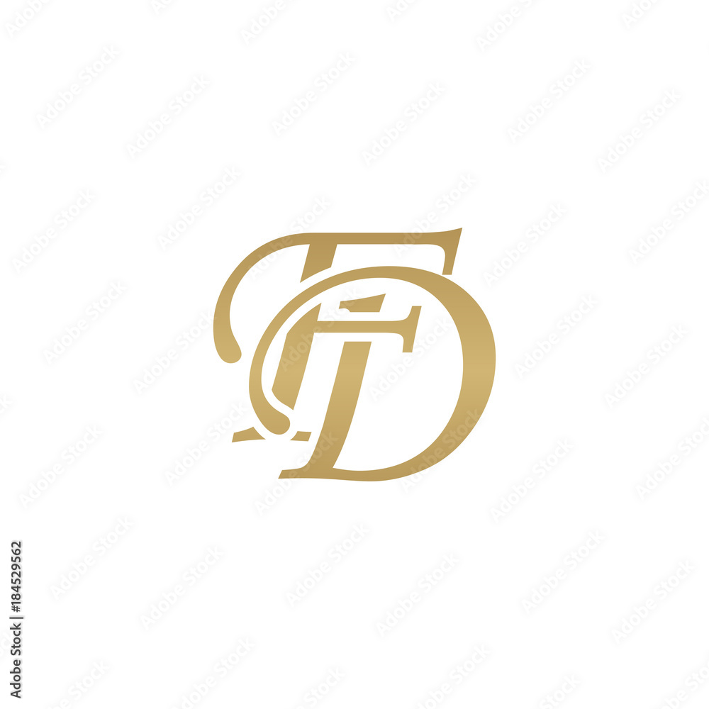Initial letter FD, overlapping elegant monogram logo, luxury golden ...