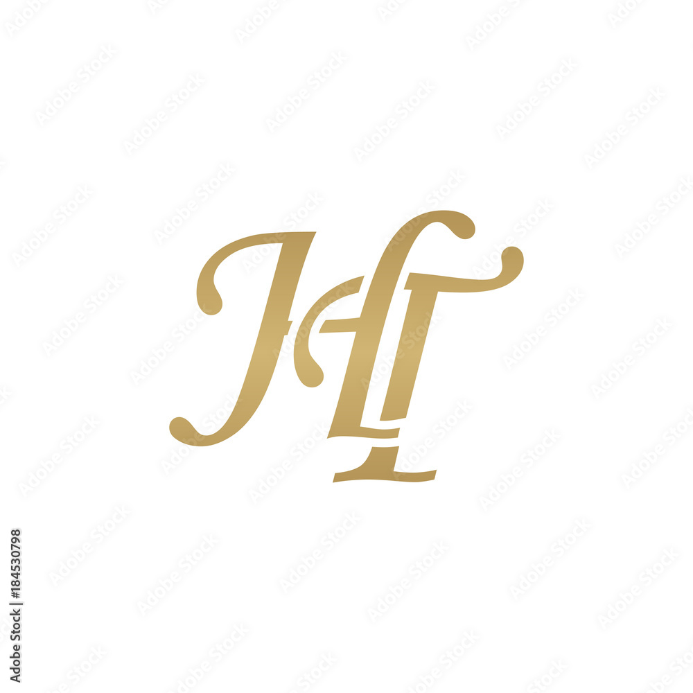 Initial letter HT, overlapping elegant monogram logo, luxury golden ...