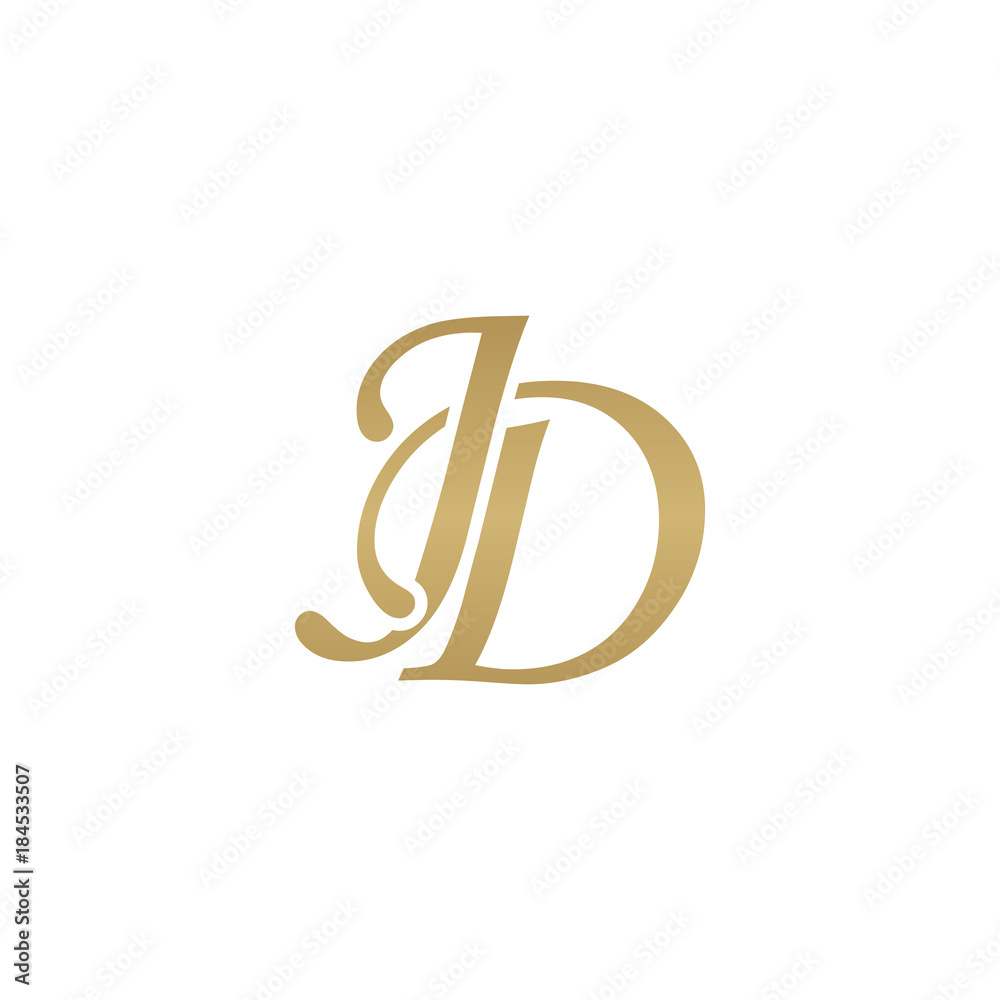 Initial letter JD, overlapping elegant monogram logo, luxury golden ...