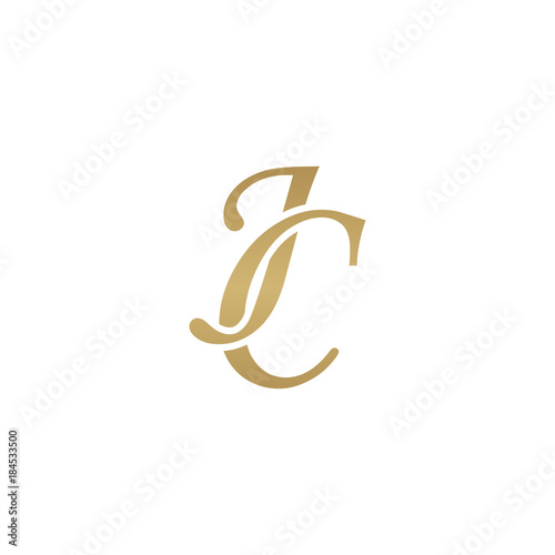 Initial letter JC, overlapping elegant monogram logo, luxury golden ...