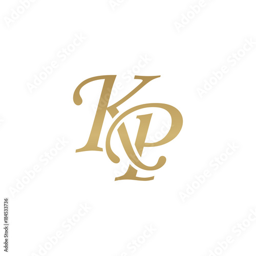 Initial letter KP, overlapping elegant monogram logo, luxury golden ...