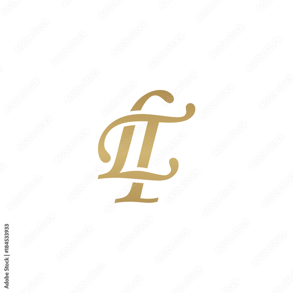 Initial letter LT, overlapping elegant monogram logo, luxury golden ...