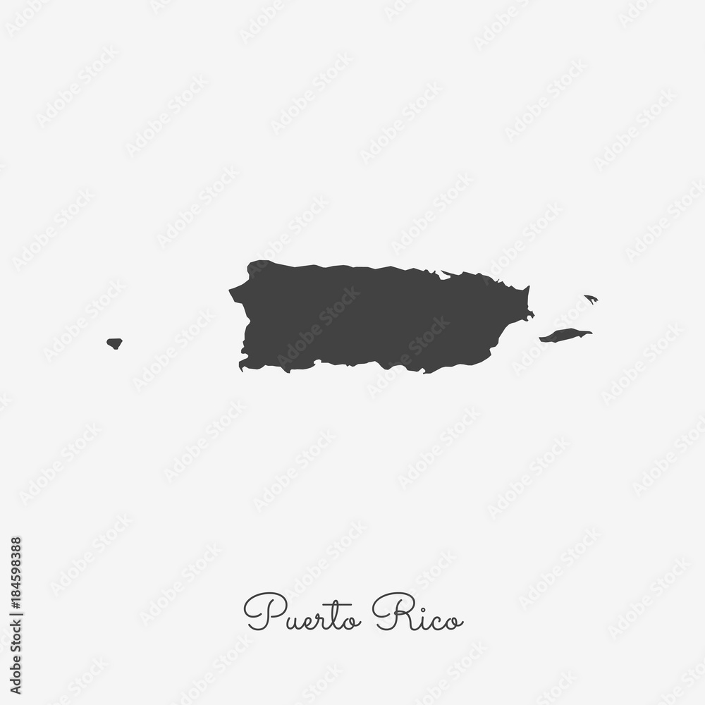 Puerto Rico region map: grey outline on white background. Detailed map ...