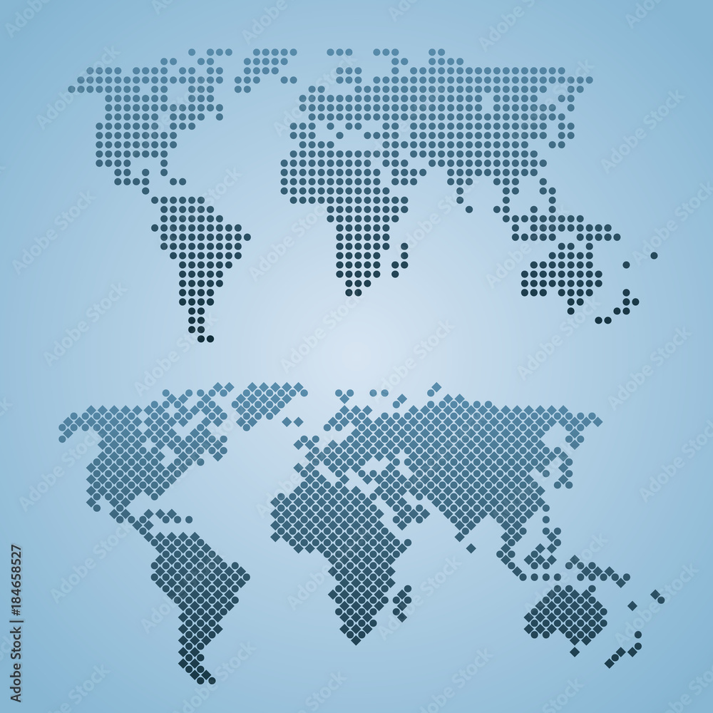 Two stylized World map isolated. World map globe template for web ...