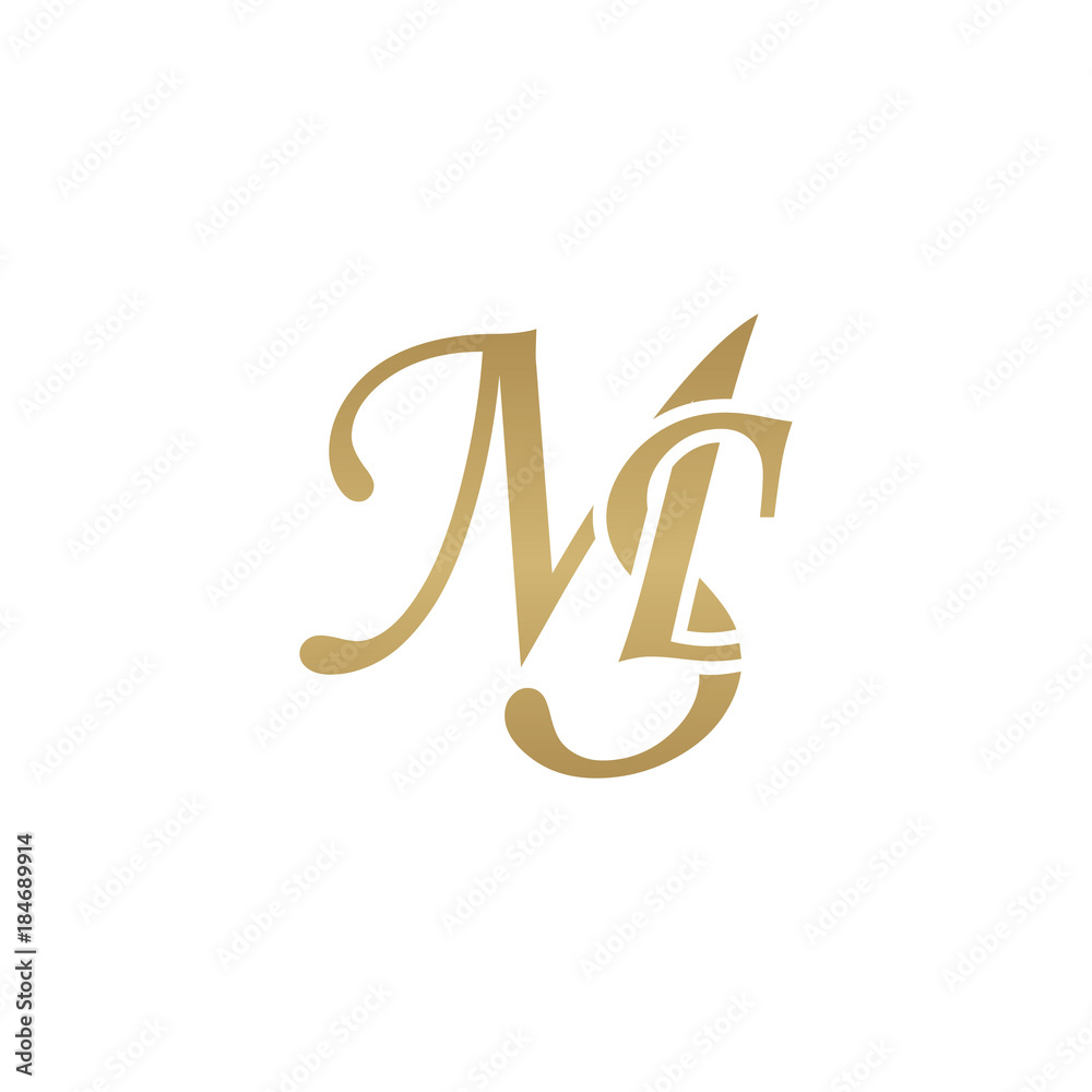 Initial letter MS, overlapping elegant monogram logo, luxury golden ...