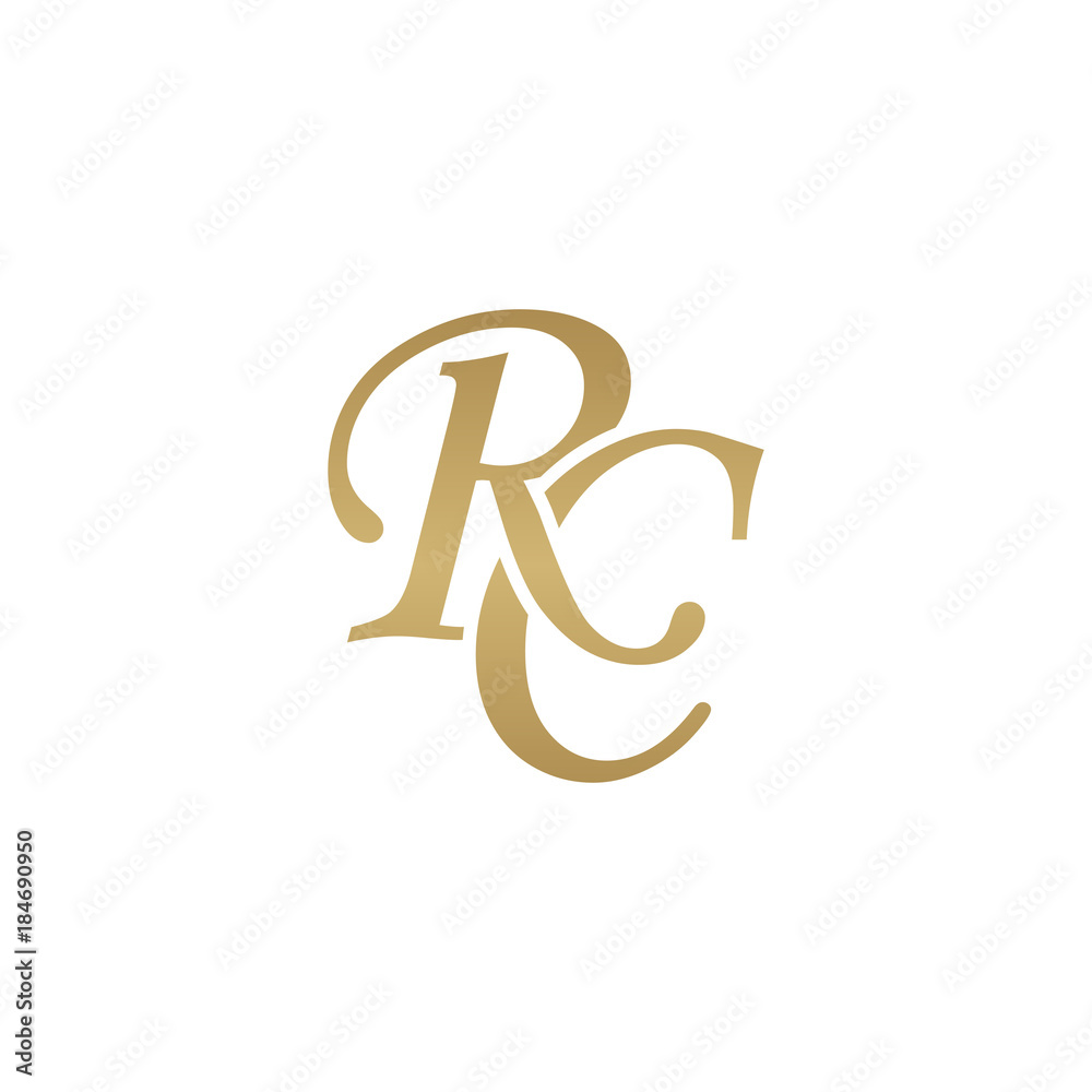 Initial letter RC, overlapping elegant monogram logo, luxury golden ...