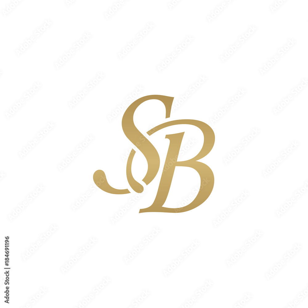Initial letter SB, overlapping elegant monogram logo, luxury golden ...