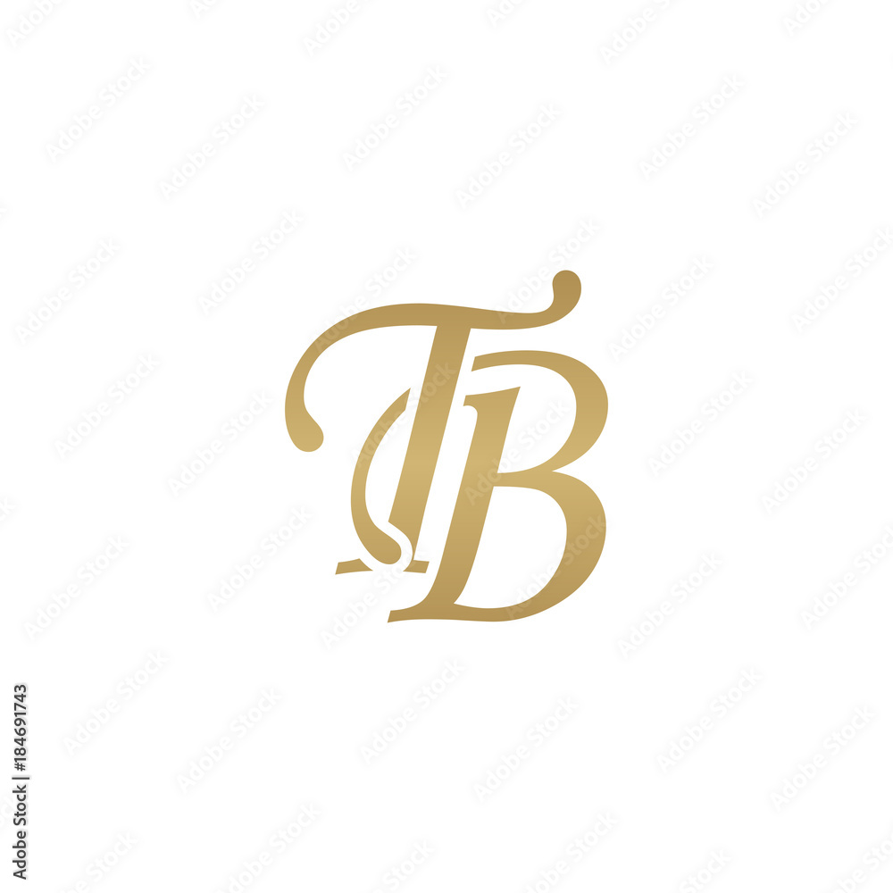 Initial letter TB, overlapping elegant monogram logo, luxury golden ...