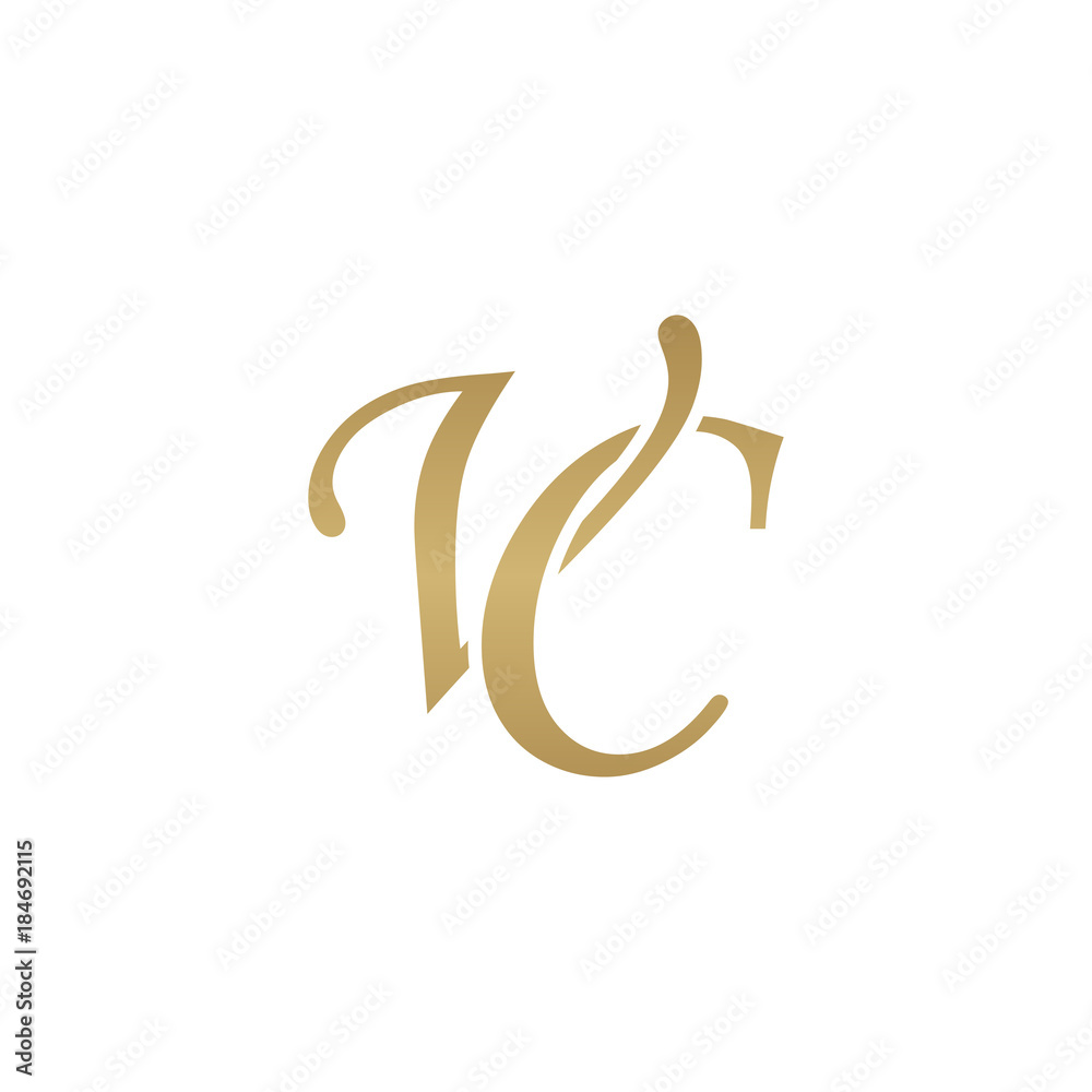 Initial letter VC, overlapping elegant monogram logo, luxury golden ...