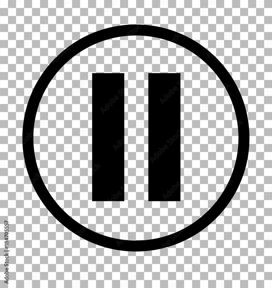 Pause sign. Dark gray icon on transparent background. Pause icon. Stock ...