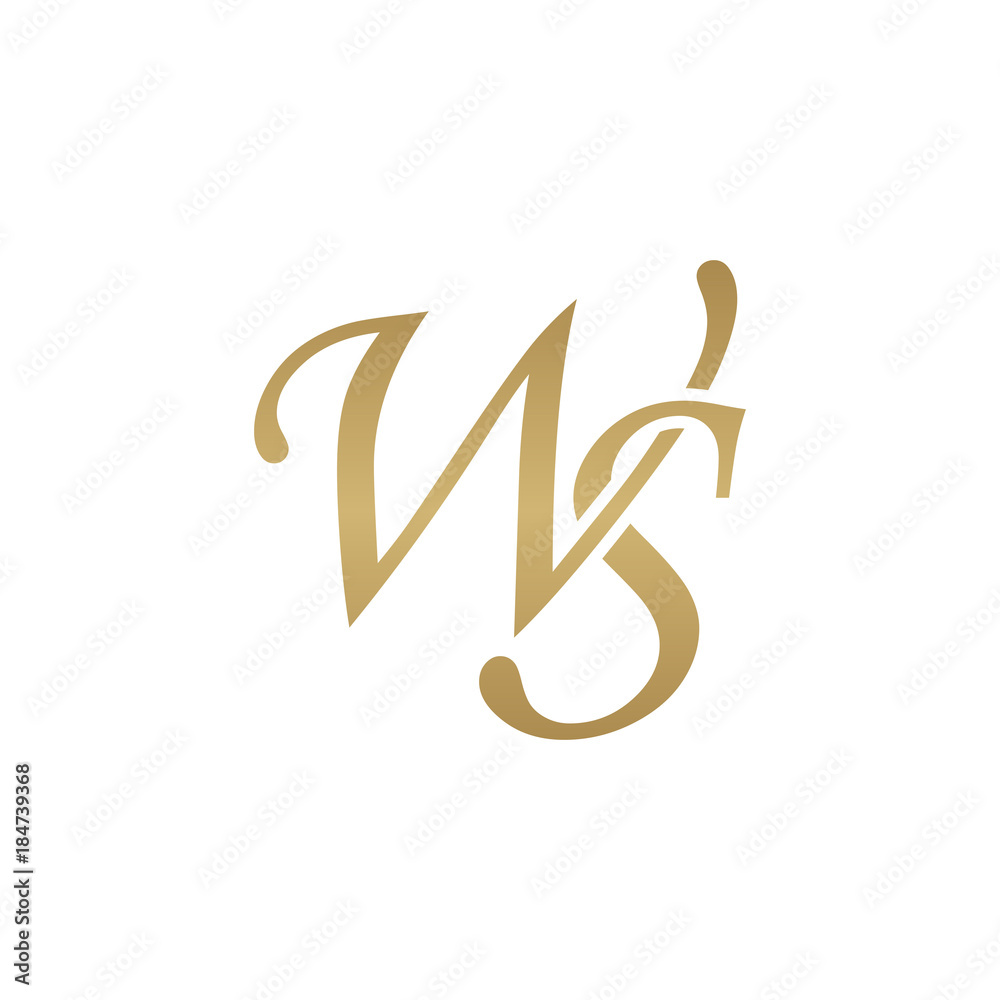 Initial letter WS, overlapping elegant monogram logo, luxury golden color Stock Vector | Adobe Stock