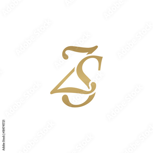Initial letter ZS, overlapping elegant monogram logo, luxury golden ...