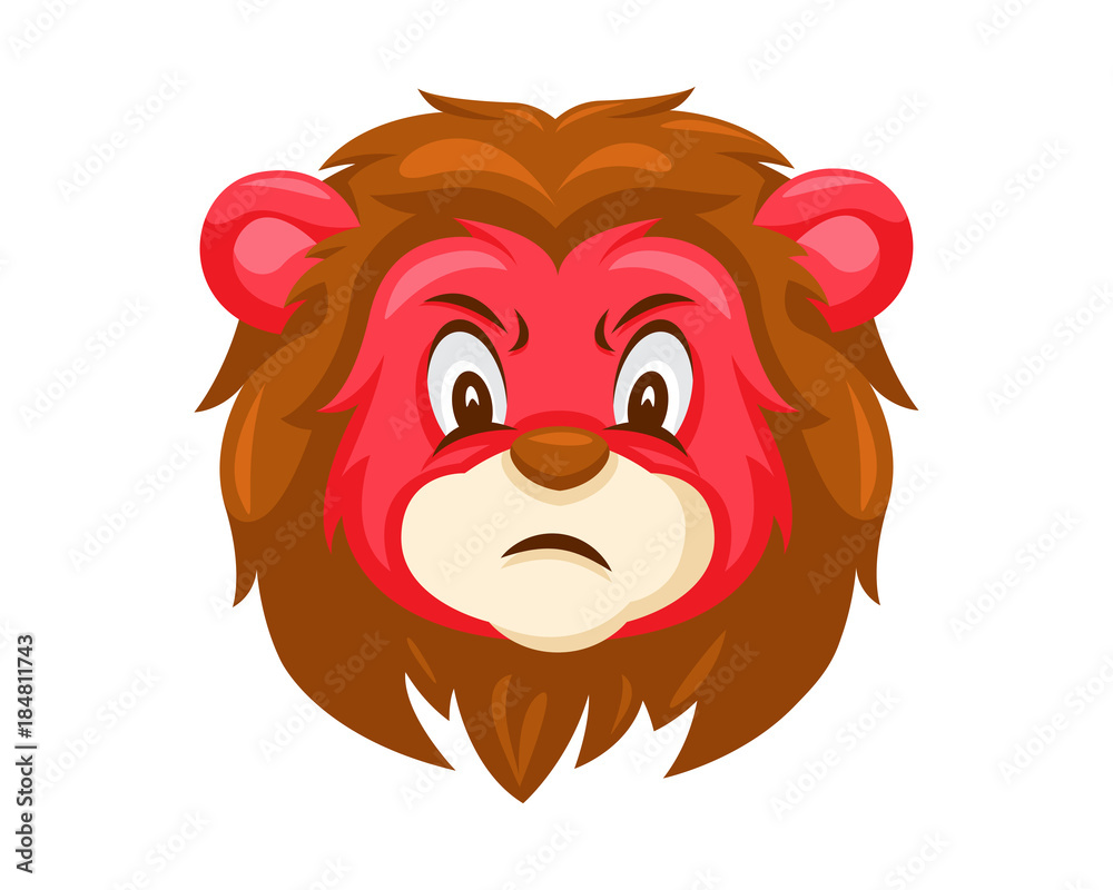 Cute Angry Lion Face Emoticon Emoji Expression Illustration Stock ...