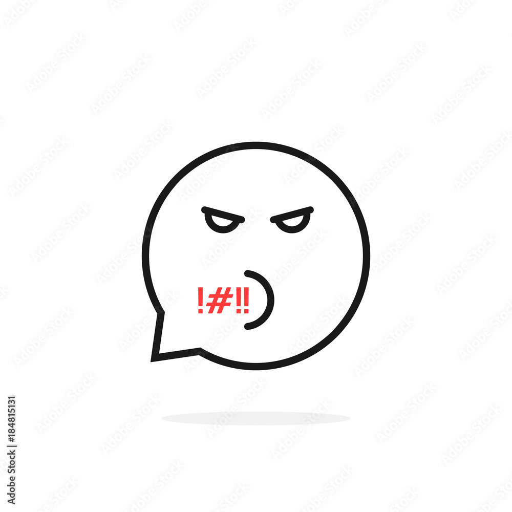 thin line rude emoji speech bubble logo Stock Vector | Adobe Stock