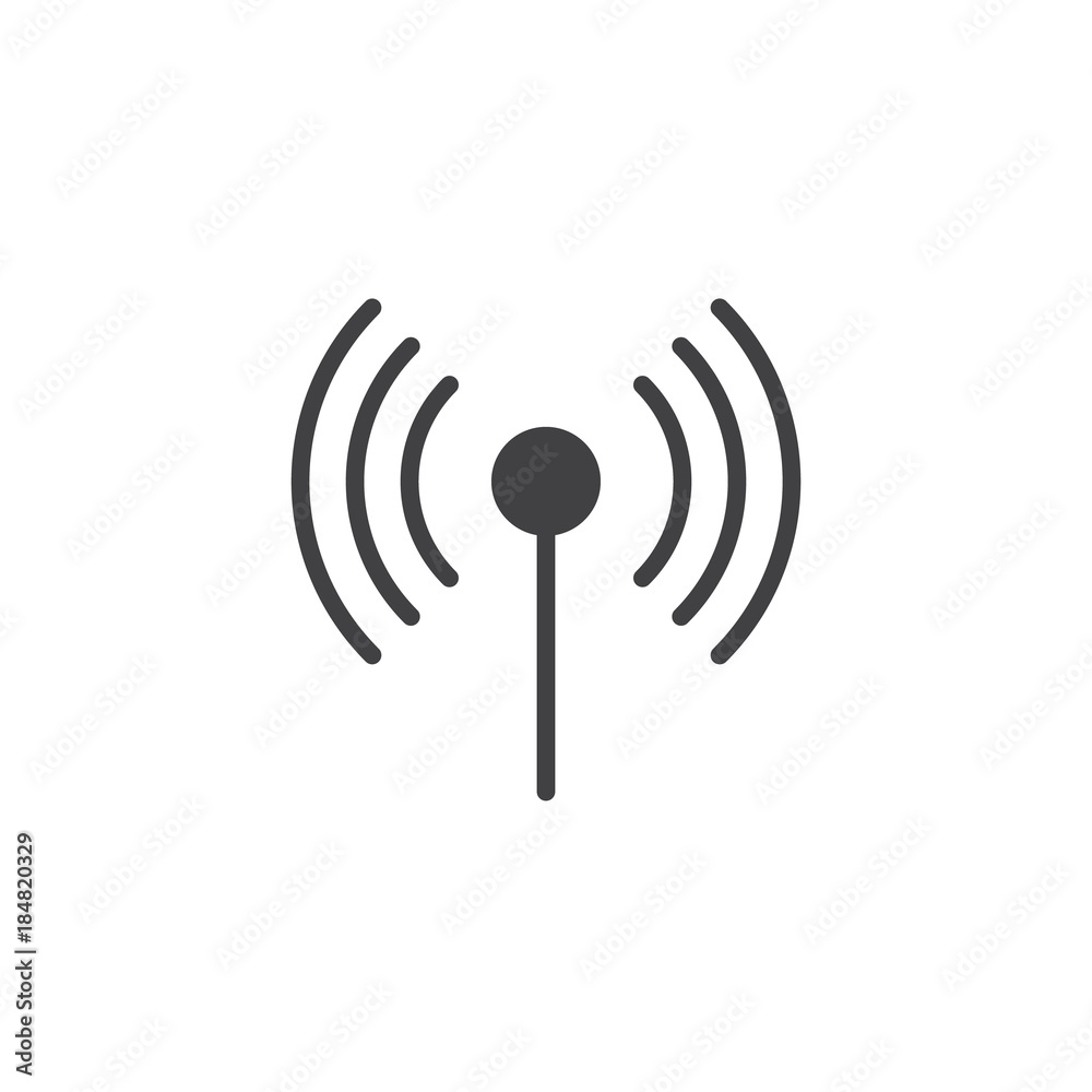 Wifi antenna icon vector, filled flat sign, solid pictogram isolated on white. Wireless symbol ...
