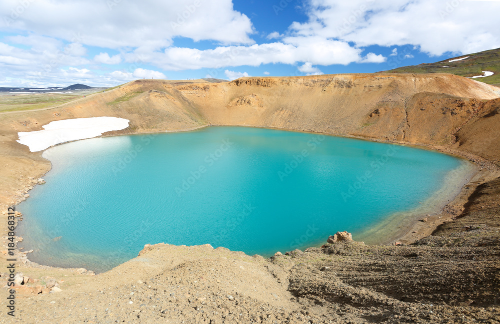 Landscape of Krafla and Leirhnjukur Showing Volcano Crater with Water ...