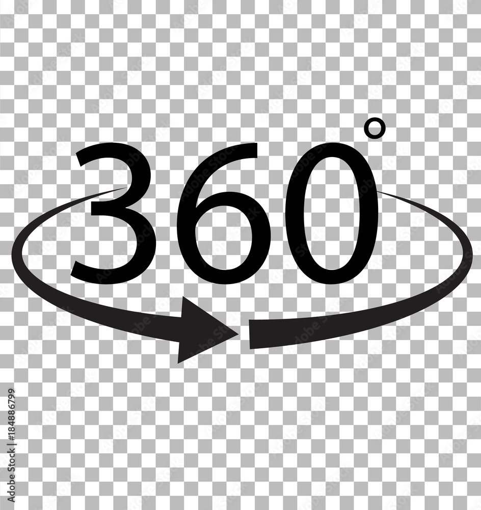 360 Degree icon on transparent background. 360 Degree sign. 360 symbol ...