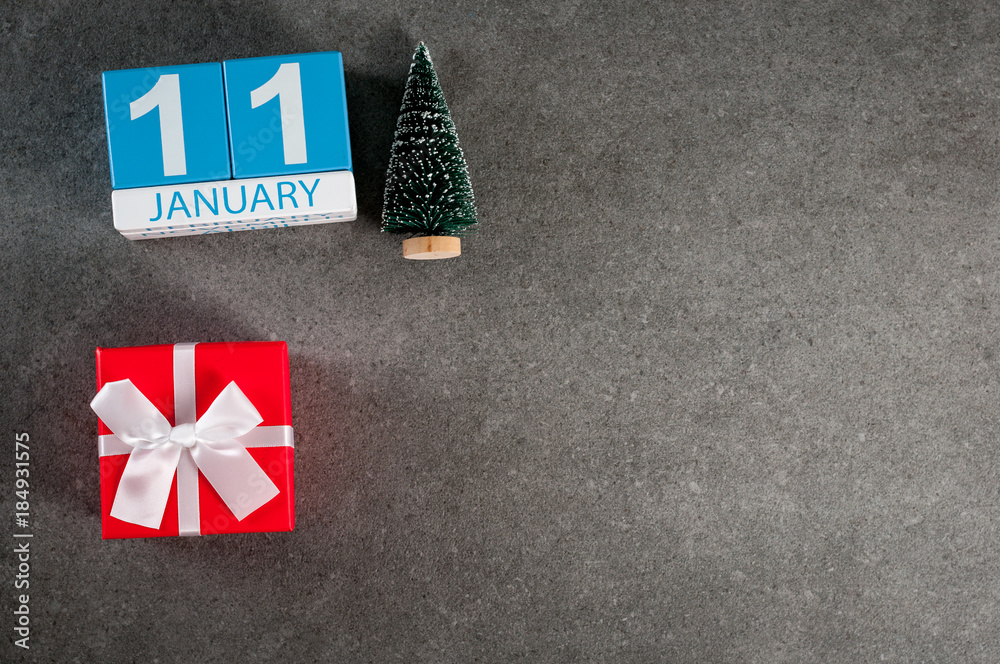 January 11th. Image 11 day of January month, calendar with x-mas gift ...