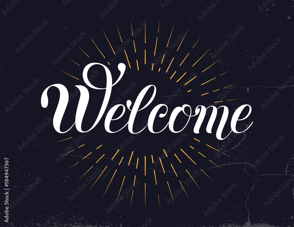 Welcome hand lettering Stock Vector | Adobe Stock