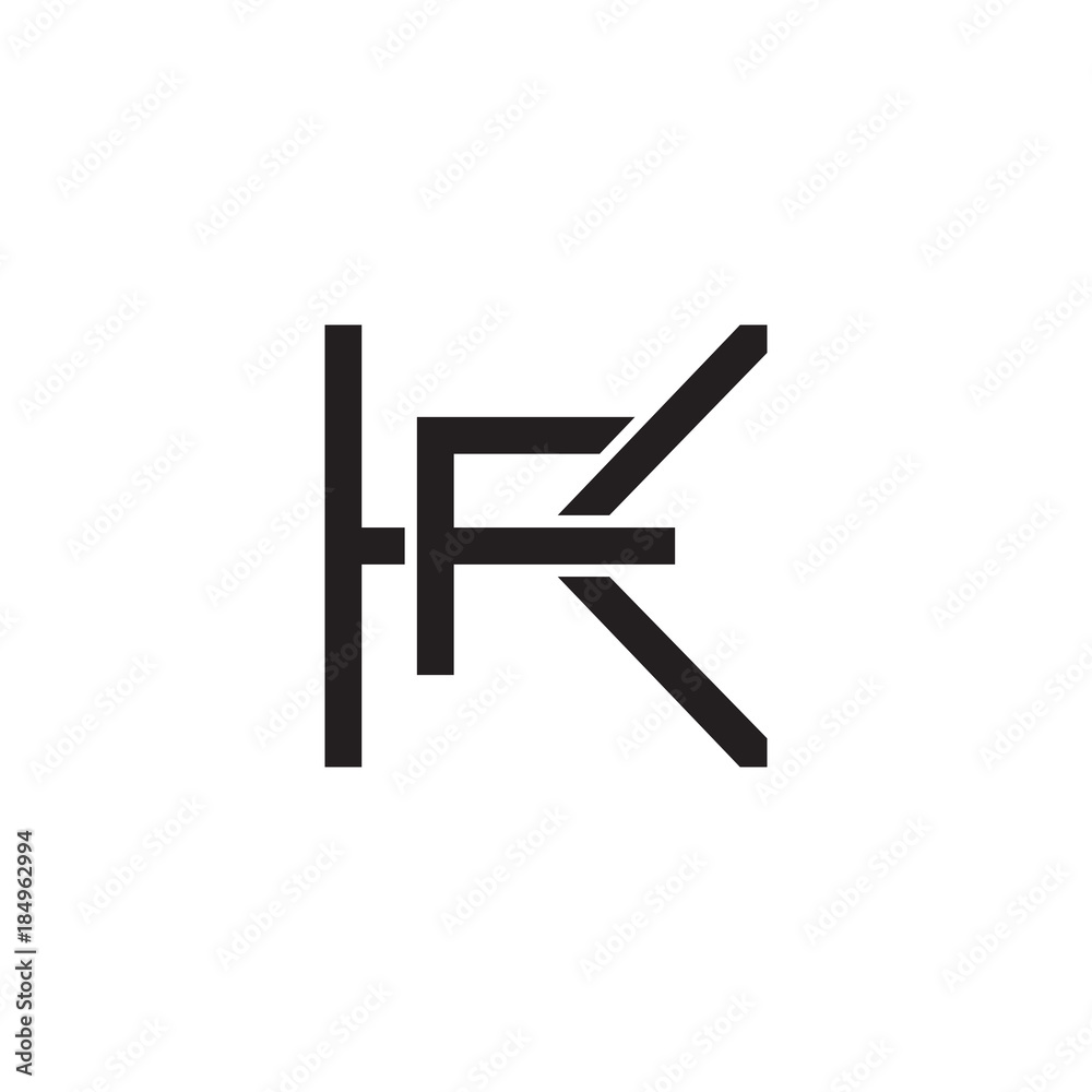 Initial letter K and F, KF, FK, overlapping F inside K, line art logo ...