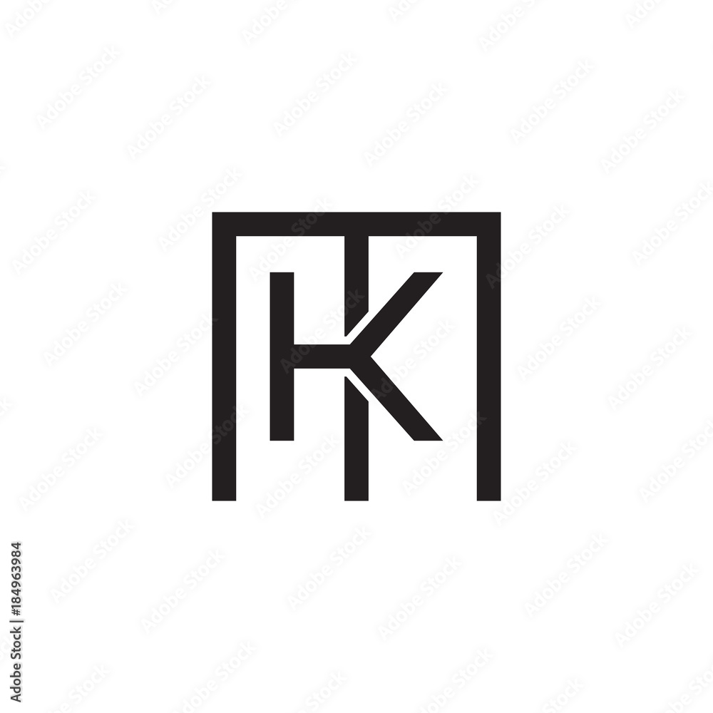 Initial letter M and K, MK, KM, overlapping K inside M, line art logo ...