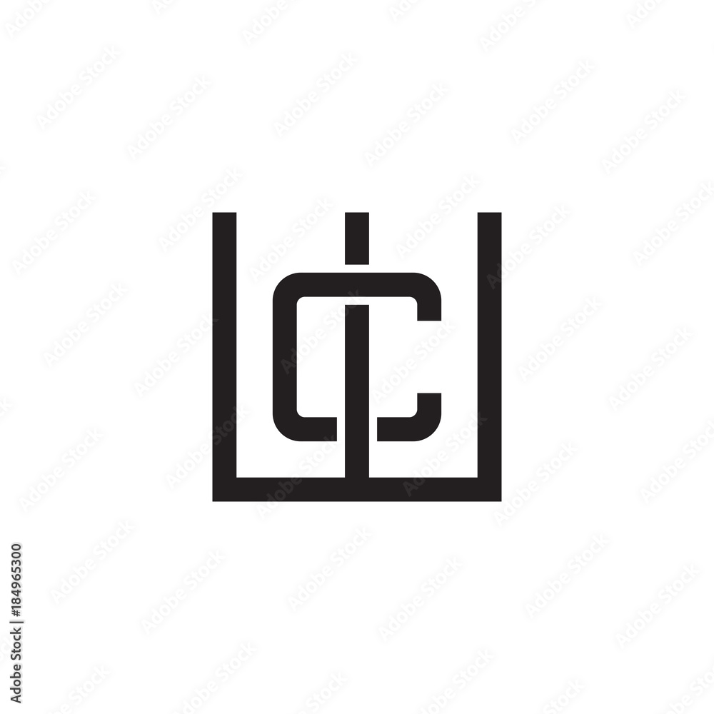 Initial letter W and C, WC, CW, overlapping C inside W, line art logo ...