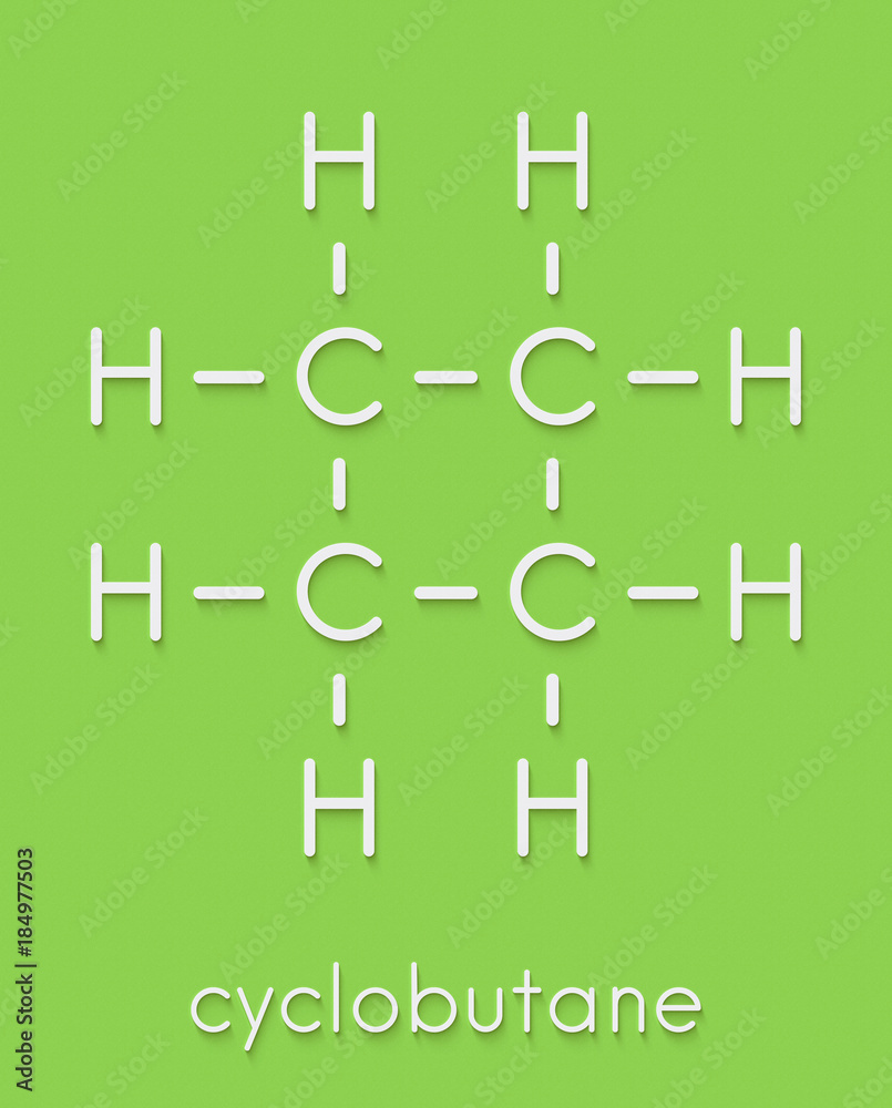 cyclobutane cyclic alkane (cycloalkane) molecule. Skeletal formula ...