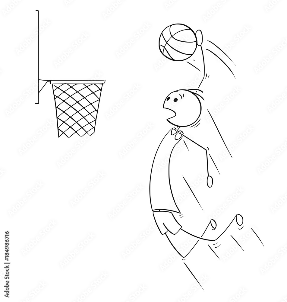 Vector Cartoon of Basketball Player Scoring Goal Stock Vector | Adobe Stock