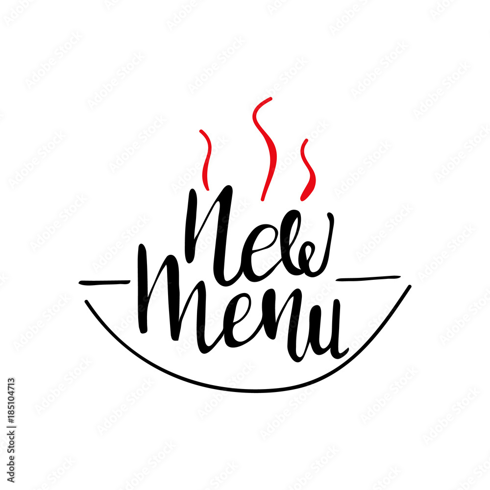 Banner design with lettering New menu. Vector illustration. Stock ...