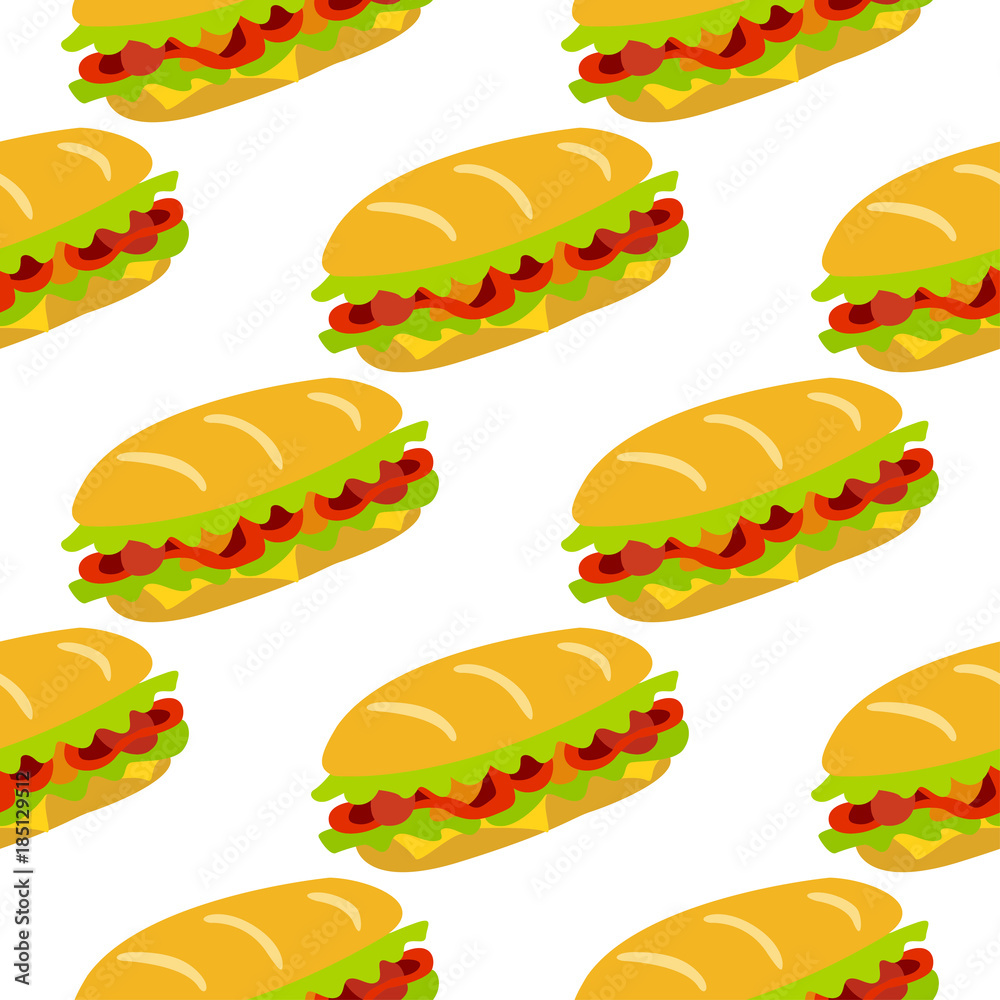 Vector seamless pattern with sandwich. Texture for wallpaper, fills ...