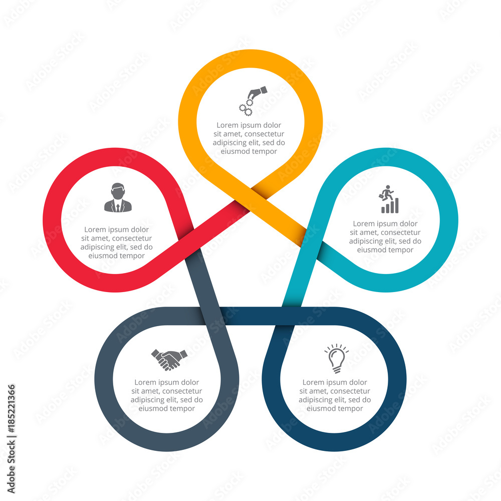 Business data visualization. Abstract felements of cycle diagram with 5 ...