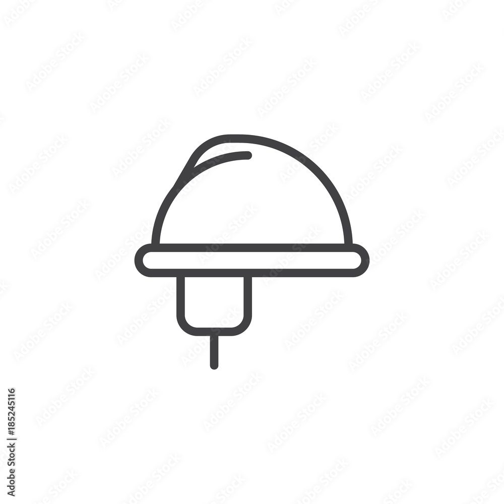 Safety hard hat line icon, outline vector sign, linear style pictogram ...