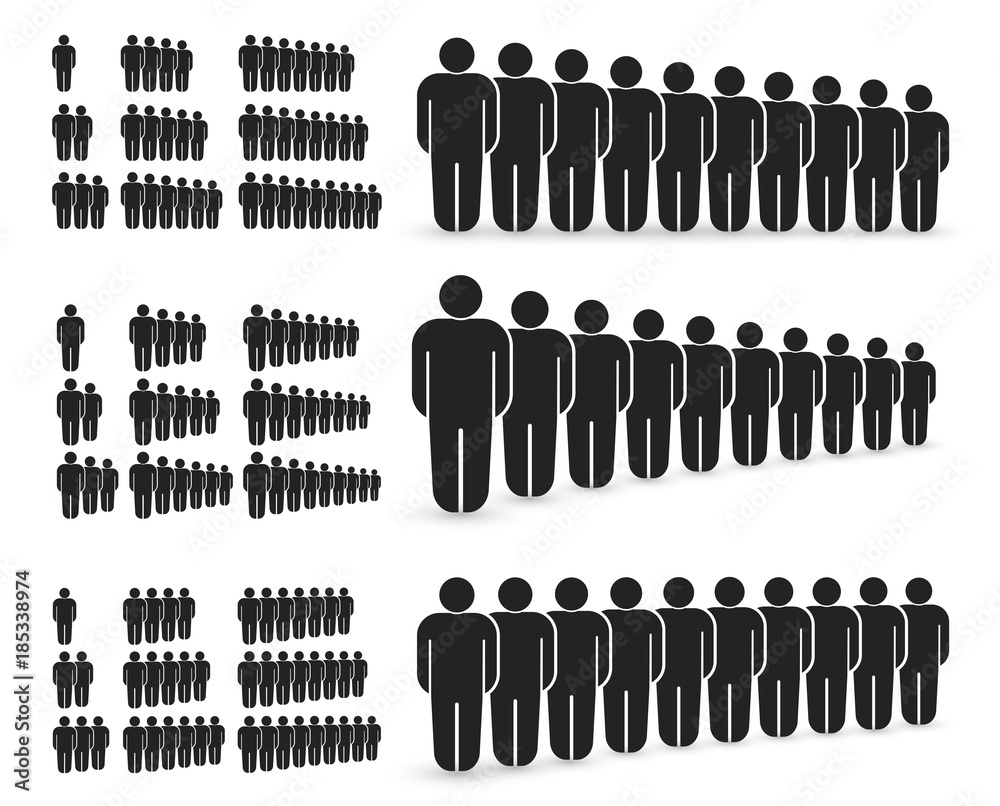 Set of people icon in trendy flat style. Crowd signs. Persons symbol ...