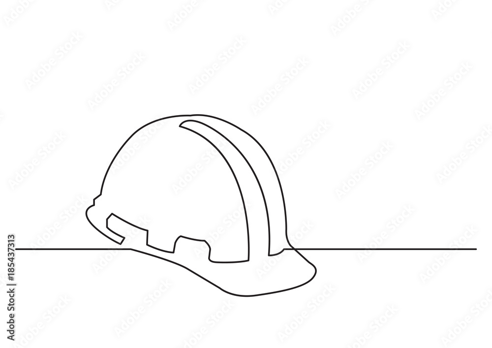 one line drawing of isolated vector object - hard hat Stock Vector ...