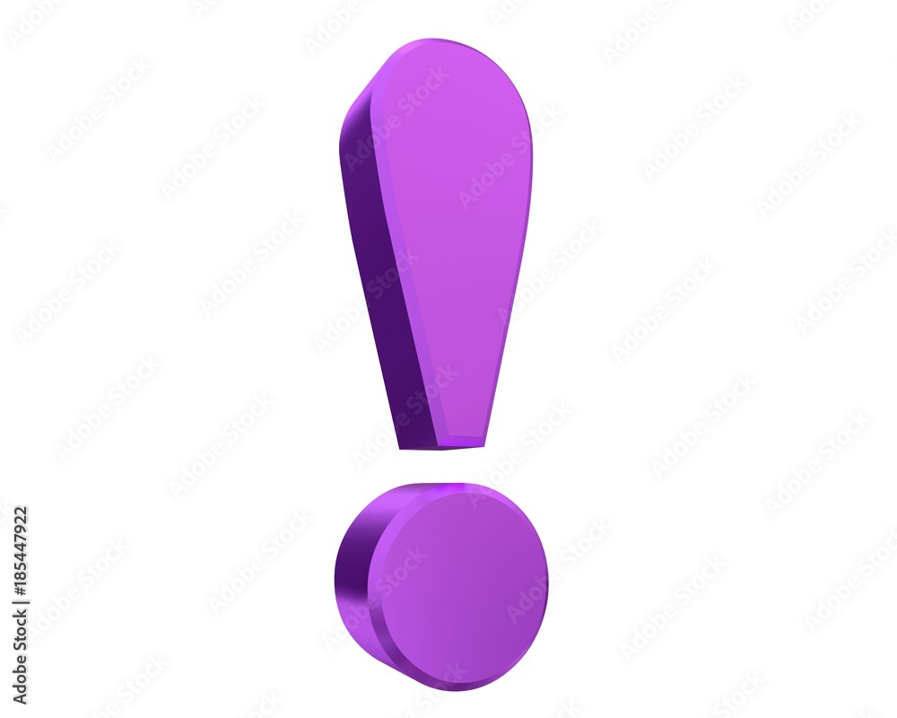 exclamation mark exclamation point 3d purple lila violet warning sign ...