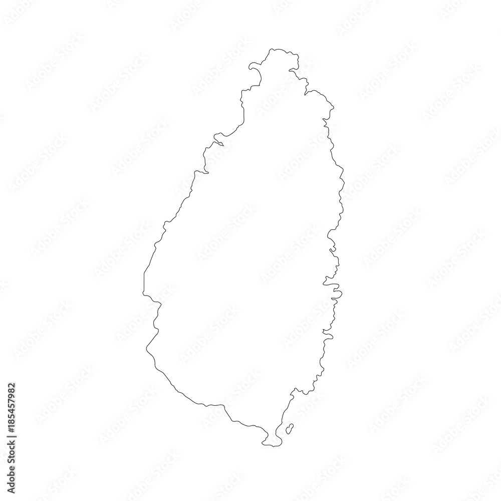 Vector map Saint Lucia. Isolated vector Illustration. Black on White ...