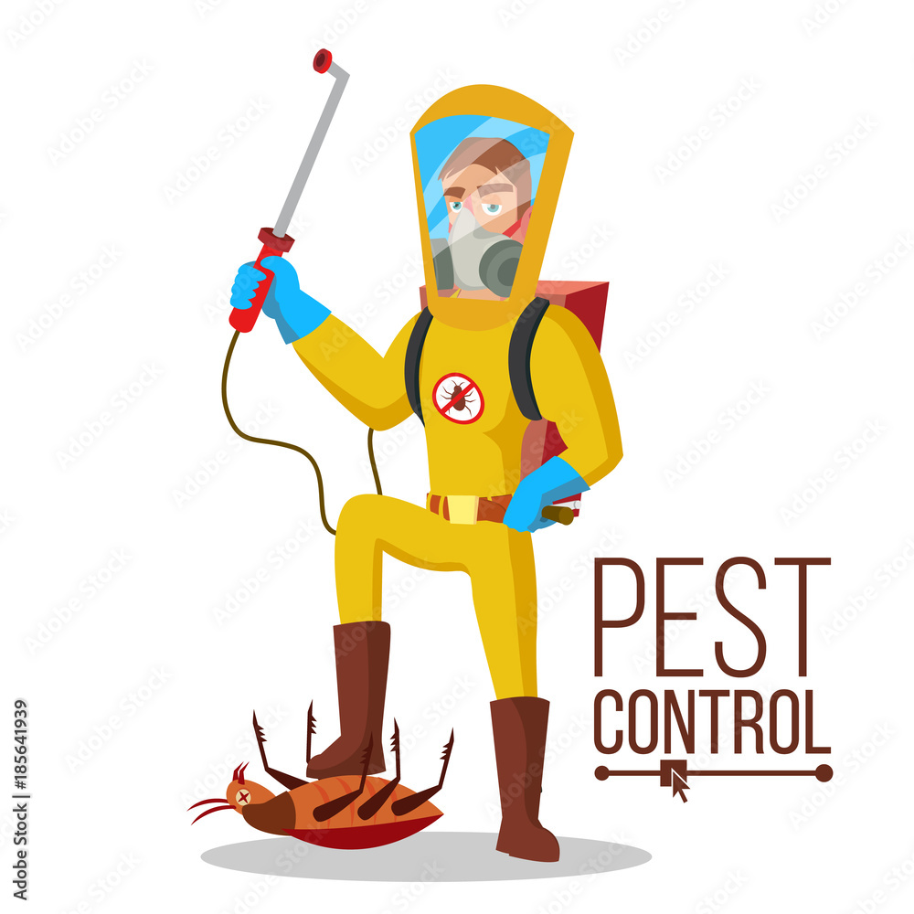 Pest Control Service Vector. Sanitation, Cleaner Washing. Pest Removal ...