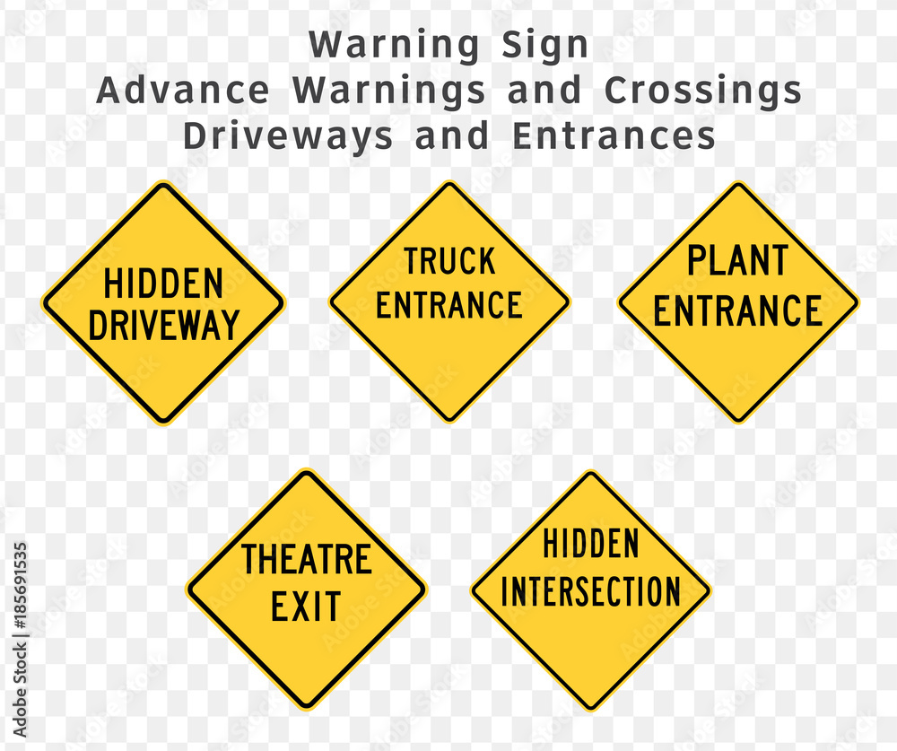 Road sign. Warning. Advance Warnings and Crossings. Driveways and ...