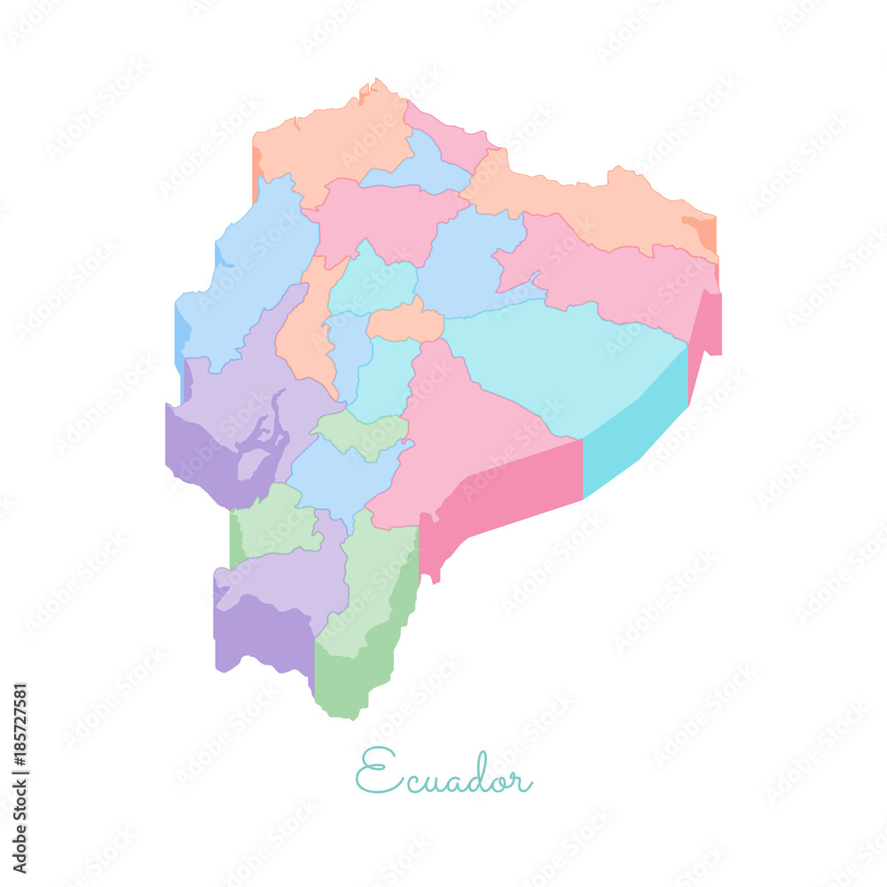 Ecuador region map: colorful isometric top view. Detailed map of ...